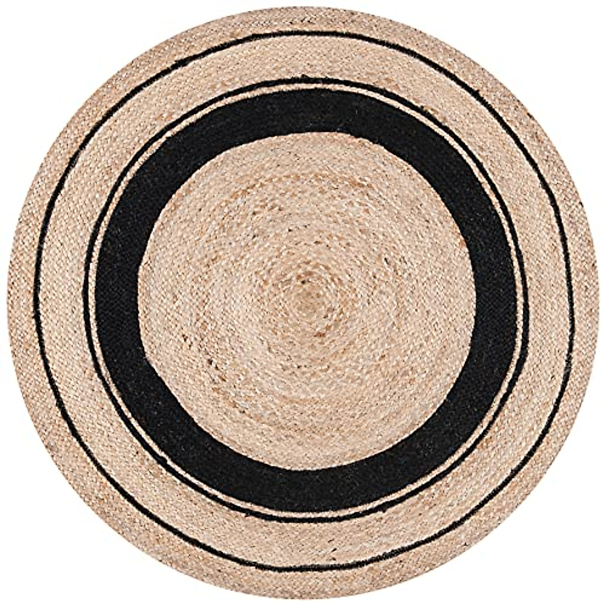SAFAVIEH Natural Fiber Round Collection 4' Round Black NF120Z Handmade Boho Country Farmhouse Jute Area Rug