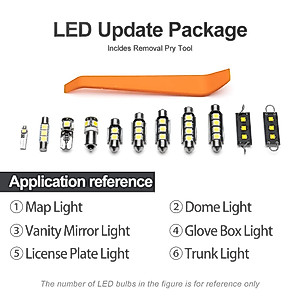 13pcs Interior LED Lights Bulb Kit for Ford Taurus 2010 2011 2012 2013 2014 2015 2016 2017 2018 2019 Map Dome Trunk License Plate Lights LED Interior Light Bulbs Package + Install Tool