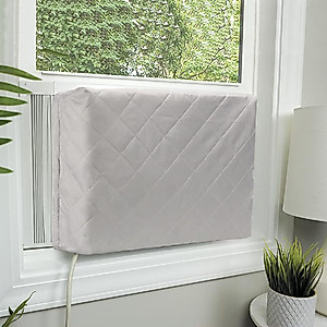 HOXHA Indoor Air Conditioner Cover for Window Units,Double Insulation Anti-Rust Adjustable Inside Window AC Cover with Free Elastic Straps