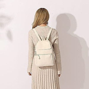 15 Colors Real Soft 100% Genuine Leather Women Backpack Fashion Ladies Travel Bag Preppy Style Schoolbags For Girls (Beige)