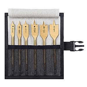 6-Piece Spade Drill Bit Set,Carbon Steel Paddle Flat Bits, for Hole Cutter Woodworking (3/8",1/2", 5/8", 3/4", 7/8", 1")