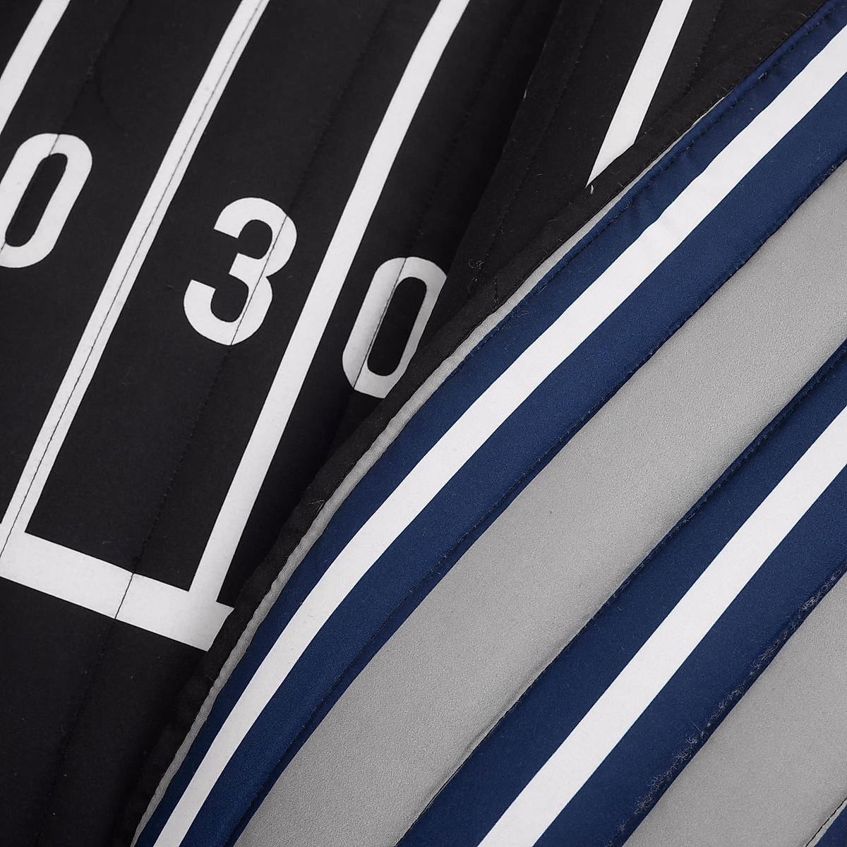 Lush Decor American Football Reversible Oversized Kids 5 Piece Quilt Set, Full/Queen, Black & Navy