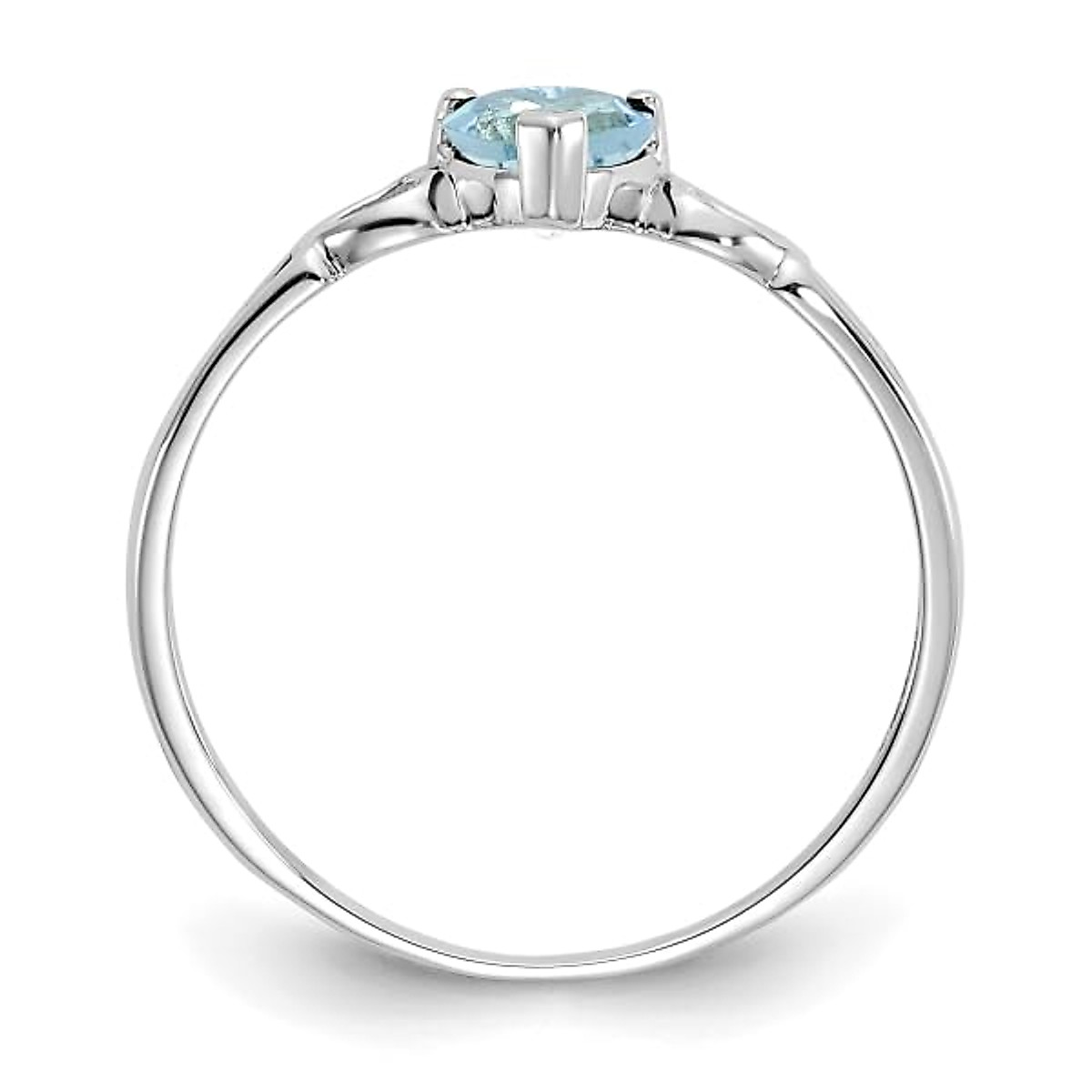IceCarats 10K White Gold Blue Aquamarine Heart Love Ring Gemstone Band March Birthstone Jewelry Size 6
