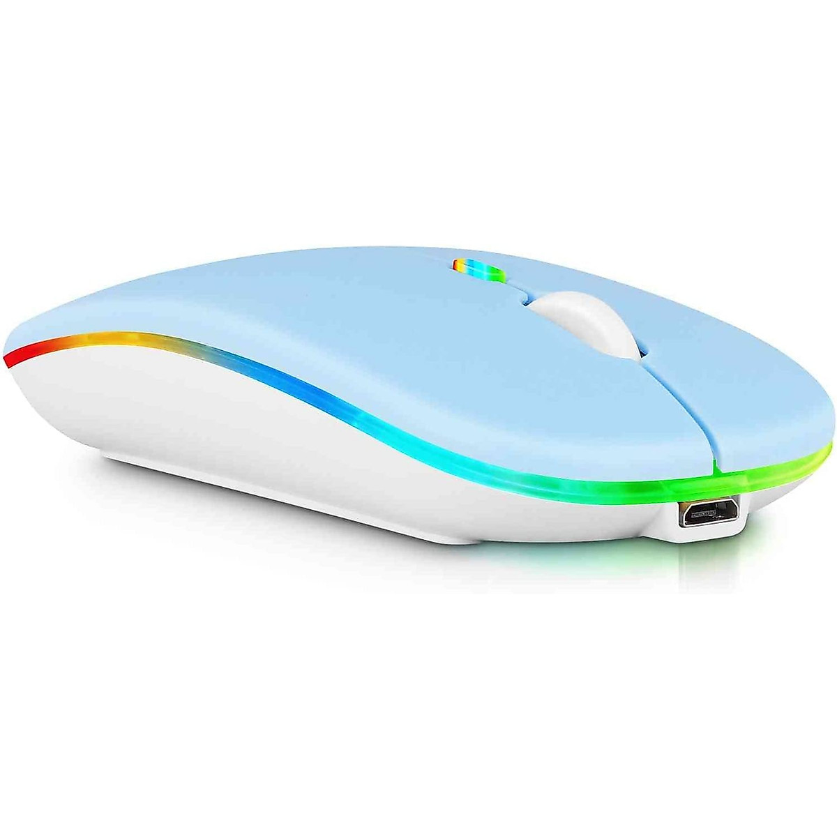 UrbanX 2.4GHz & Bluetooth Mouse, Rechargeable Wireless Mouse for Lenovo Yoga Smart Tab Bluetooth Wireless Mouse for Laptop/PC/Mac/Computer/Tablet/Android RGB LED Sky Blue