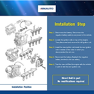 6PCS ARKAUTO IGNITION COIL ARK-IG502 UF502 04606869AB FOR Dodge Stratus Magnum Journey Grand Caravan Charger Challenger Avenger Chrysler Town & Country Sebring Cirrus 300 2.7 3.5 4.0 V6