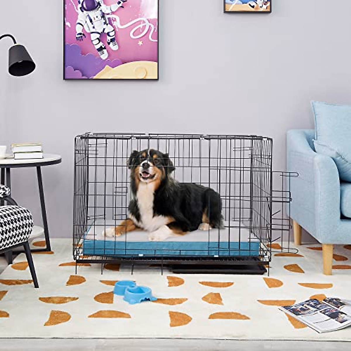 Slecofom Orthopedic Dog Bed, Waterproof Dog Bed with Washable Removable Cover, Durable Dog Bed-Memory Foam Dog Bed，Dog Crate Bed for Large Dogs，Dog Mattress Suitable for Pet Crates35x22