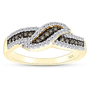 AFFY 1/2 CTTW Sterling Silver White & Brown Diamond ring Ring Size-12