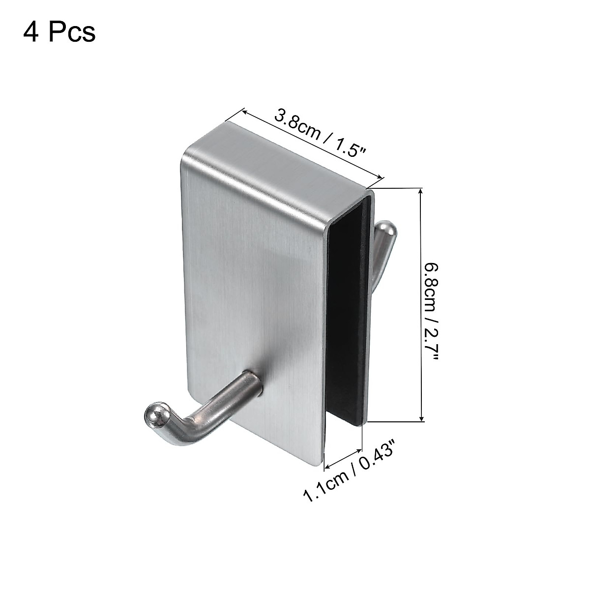 uxcell 4 Pack Shower Door Hook, Double Sided Shower Towel Hooks Over Door Hook for Bathroom Glass Shower Door