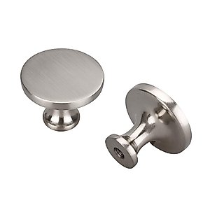 homdiy 25 Pack Brushed Nickel Cabinet Knobs, Solid Round Drawer Knobs, Modern Kitchen Cabinet Hardware for Bedroom Dresser, Cupboard, Drawers
