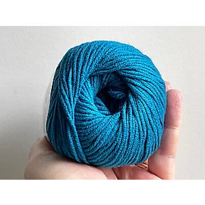 Dark Turquoise Blue Alara - DK Weight Cotton Blend Yarn 50 Grams (1.75 Ounces) 140 Meters (153 Yards)