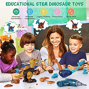 Take Apart Dinosaur Toys for Kids with Sound & Light & Wheel, Dinosaur Toy for 4 5 6 7 8 Year Old Boys,STEM Educational Construction Building Toy with Electric Drill Birthday Gift for Boy Girls