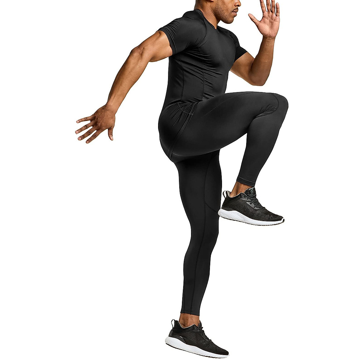 ATHLIO Men's Cool Dry Short Sleeve Compression Shirts, Sports Baselayer T-Shirts Tops, Athletic Workout Shirt, 3pack Tops Black/Black/Black, X-Large