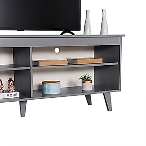 Madesa TV Stand Entertainment Center with 4 Shelves and Cable Management for 50, 55 Inch Media Storage Living Room and Bedroom Modern Wooden Television Media Console - Grey