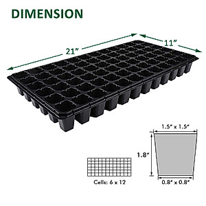 AIFUSI 10 Pack Seed Starter Kit, 72 Cell Seedling Trays Gardening Germination Plastic Tray Nursery Pots Mini Propagator Plant Grow Kit Plug Tray Starting Trays for Seedling Germination