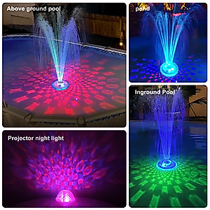 LanAqua Floating Pool Fountain with Underwater Light Show,Pool Water Fountain Rechargeable Battery Powered,2 Spray Modes Pool Fountain Pump for Inground Above Ground Pools-1PC