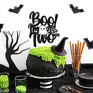 Levvcirki Boo I’m Two Cake Topper Halloween 2nd Cake Decoration for Boy Girl Halloween Ghost Spider Bat Theme Second Happy Birthday Party Décor Supplies