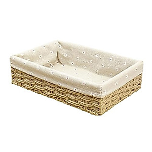 Generic Woven Basket Container,Paper Rope Storage Basket Rectangular Organizer Bin for Coffee, Medium, optional