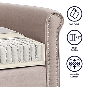 ZAFLY Sofa Couch, Beige 3 Seat Couches for Living Room, Mid Century Modern Couch with Solid Wood Frame and 4 Gourd Shapes Legs for Home/Office/Apartment