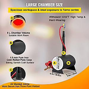 VEVOR Propane Knife Forge, Farrier Furnace with Single Burner, Portable Oval Metal Forge with an Open Structure, Large Capacity, for Blacksmithing, Knife Making, Forging Tools and Equipment