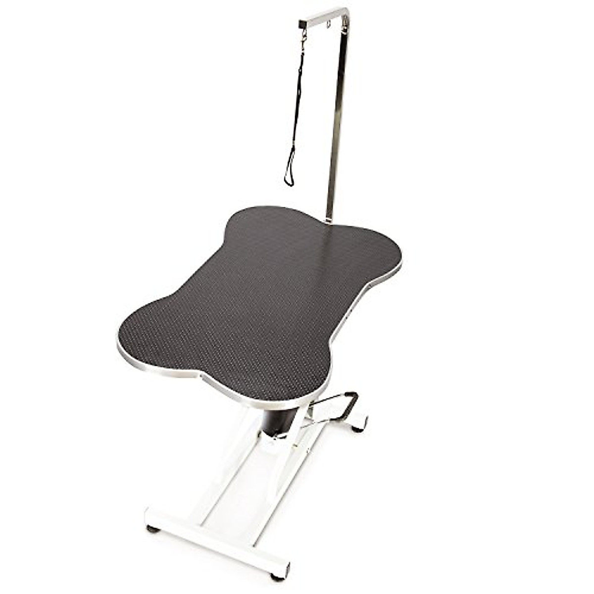 Pet Edge Master Equipment Black Bone Shaped Hydraulic Pet Grooming Table – Foot Operated Hydraulic Pump for 220-Lb. Dogs