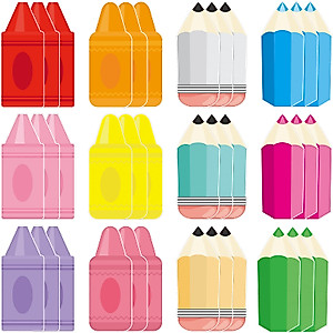 48 Pieces Crayon Bulletin Board Cutouts Back to School Crayon Name Tags Colorful Pencil Decor Crayons Pencil Cutouts for Classroom Bulletin Board Student Name Labels for Teachers Student