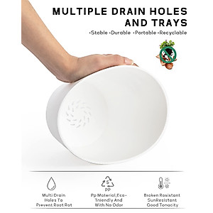 LaDoVita 7 Pack Plastic Plant Pots Indoor, 7/6.5/6/5.5/5/4.5/4 Inch Modern Planters for Plants, Flower Pots with Drainage Holes and Trays, White