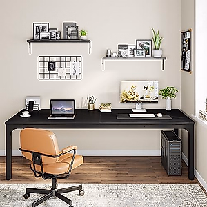 LITTLE TREE 78.7 Inches Extra Long Two Person Office Desk,Double Workstation for Home Office,Black