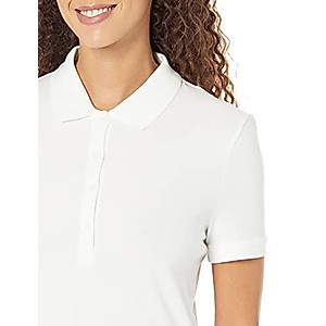 Amazon Essentials Women's Short-Sleeve Polo Shirt (Available in Plus Size), White, XX-Large