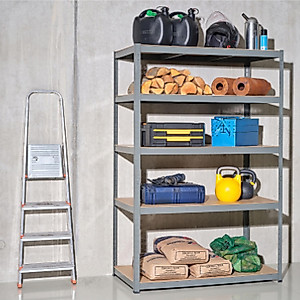 G-Rack Garage Shelving Unit: 180cm x 90cm x 60cm | Single Bay, Galvanised Steel 5 Tier Unit | 175kg Load Weight Per Tier (875kg Per Rack) | for Your Garage & Elsewhere! | Shelf Unit | Van Racking