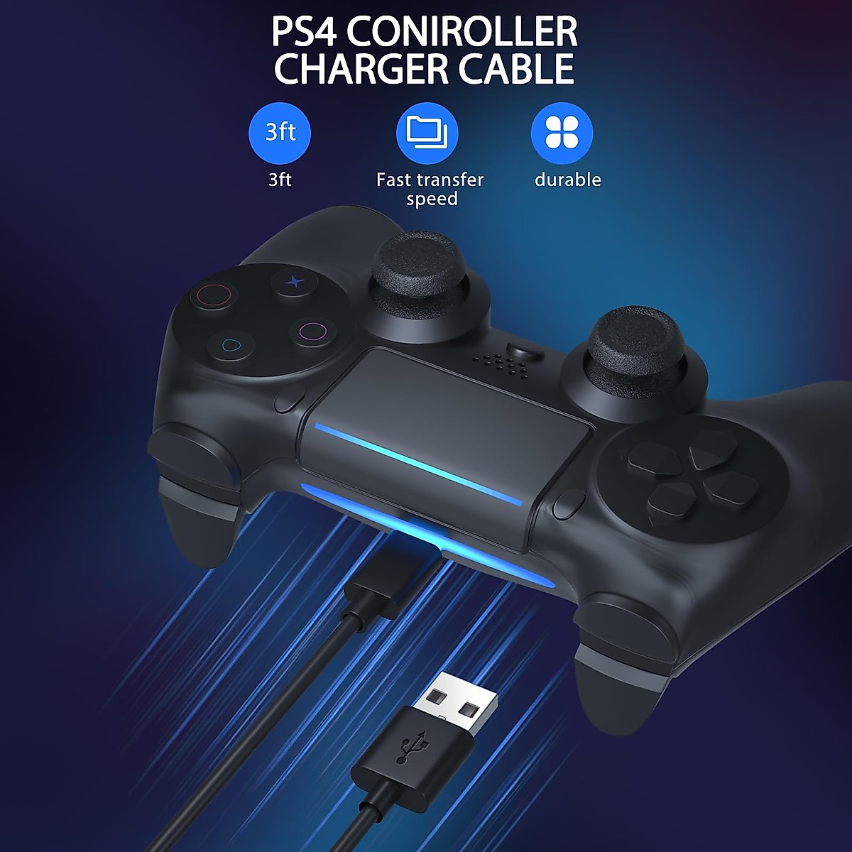 SCOVEE PS4 Controller Charging Cable Compatible with Xbox One Controller,PS4 Charger Cord for PlayStation-4,PS 4 Slim/Pro,Dualshock 4,Fire Stick,Game Accessories Micro-USB Data Cord for X-Box One S/X