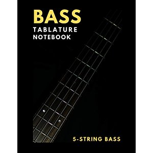 5-String Bass Tablature Notebook for Beginner and Advanced Musicians - Gift for Music Lovers: Blank Music Sheet Paper for Guitar Bass Player, Standard Tab Manuscript Paperback - Black Cover