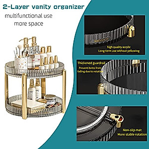 360 Rotating Makeup Organizer, 2-Layer High-Capacity Makeup Perfume Organizer - Vanity Organizer, Skincare Organizers, Cosmetic Display Cases Fits Perfume,Lotions Skin Care,Makeup Brushes,Lipsticks