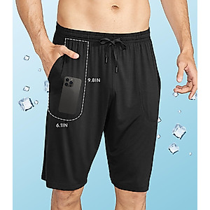 DAVID ARCHY Mens Pajama Shorts Bamboo Rayon Sleep Shorts Soft Comfy Breathable Lounge Pants with Pockets 2 Pack (M, Black/Navy Blue)