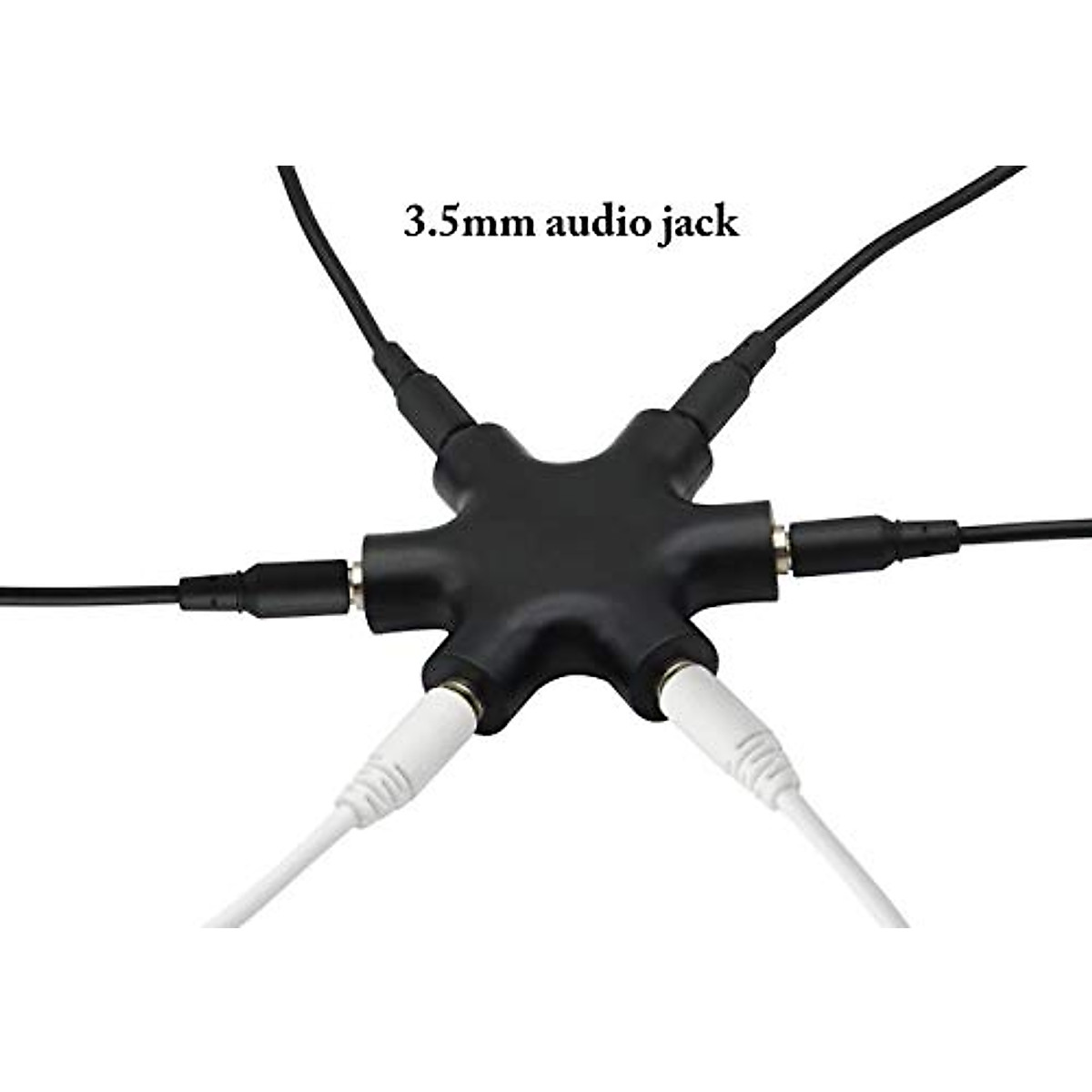 zdyCGTime Headphone Splitter, 3.5mm Stereo Audio Headset Adapter 3.5mm 6-Port Music Sharer, 3.5mm 6 Port Female Headphone Splitter Audio Connector with 3.5mm M/M TRS Stereo Plug Cable(Black)