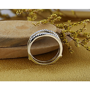 Dazzlingrock Collection 0.50 Carat (Cttw) Round White Diamond Double Enhancer Guard Wedding Band for Women in 10K Yellow Gold Size 6