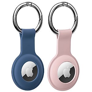 ColorCoral Classic Silicone Holder Case for AirTags Pink+Navy