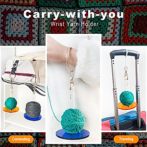 YOJOB Yarn Holder for Crocheting & Knitting, Portable Wrist Yarn Spinner for Big or Small Yarn Balls, Ideal Crochet Kit for Crafters (Round-Blue)