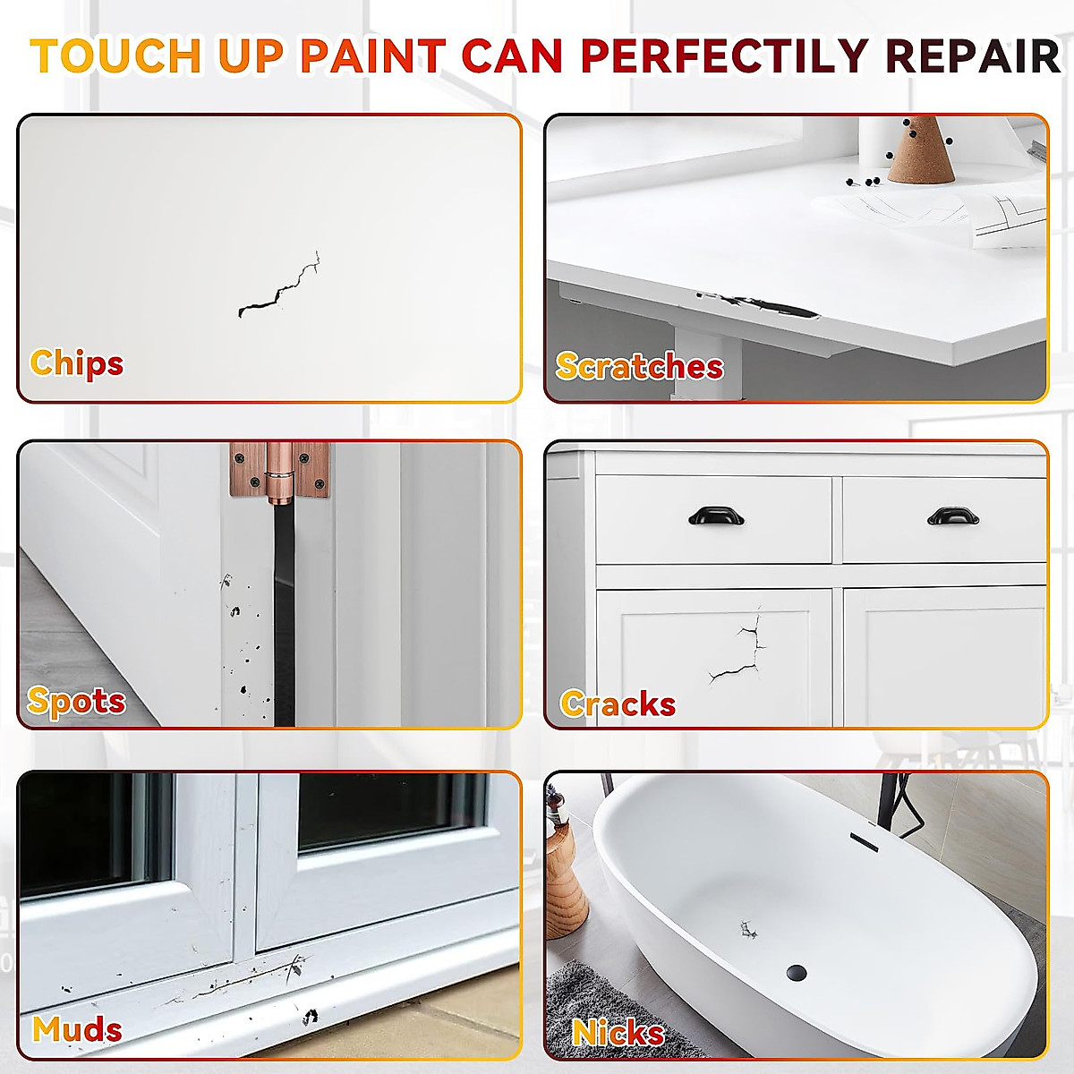 White Touch Up Paint, Multi-Surface Touch Up Paint Pen, White Paint for Chips, Scratches, Interior and Exterior House Paint for Wall Enamel Furniture Appliance Porcelain Cabinet Bath(Semi-Gloss)