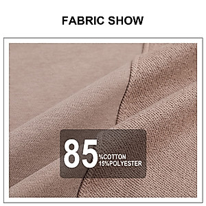 Surenow Mens Patchwork Crewneck Sweatshirt Long-Sleeve Lightweight Terry Sweatshirt Casual Workout Pullover Shirt Tops Khaki