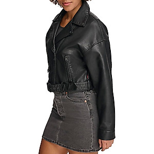 Levi's Women's Faux Leather Cropped Moto Jacket, Black