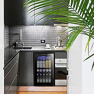 Antarctic Star Beverage Refigerator -85 Can Mini Fridge for Soda Beer or wine,Small Drink Dispenser, For Office or Bar with Adjustable Removable Shelves，2.3 Cu. Ft. Black