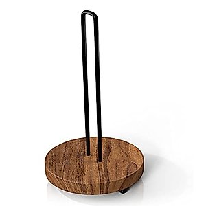 Tribello Modern Farmhouse Paper Towel Holders for Kitchen, Vintage Wire and Wood Countertop Paper Towel Holder