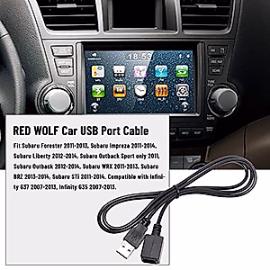 RED WOLF Car Stereo Factory USB Wire Adapter Retention Cable Wire Harness Connector Retain OEM USB Port for Subaru Outback 2012-2014, Infiniti G37/G35 2007-2013 Install on Aftermarket Radio Headunit