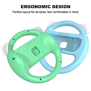momen Switch Steering Wheel for Nintendo Switch Accessories，Racing Wheels for Mario Kart 8 Deluxe，Compatible with Switch JoyCon Controllers（2 Pack，Blue & Green）