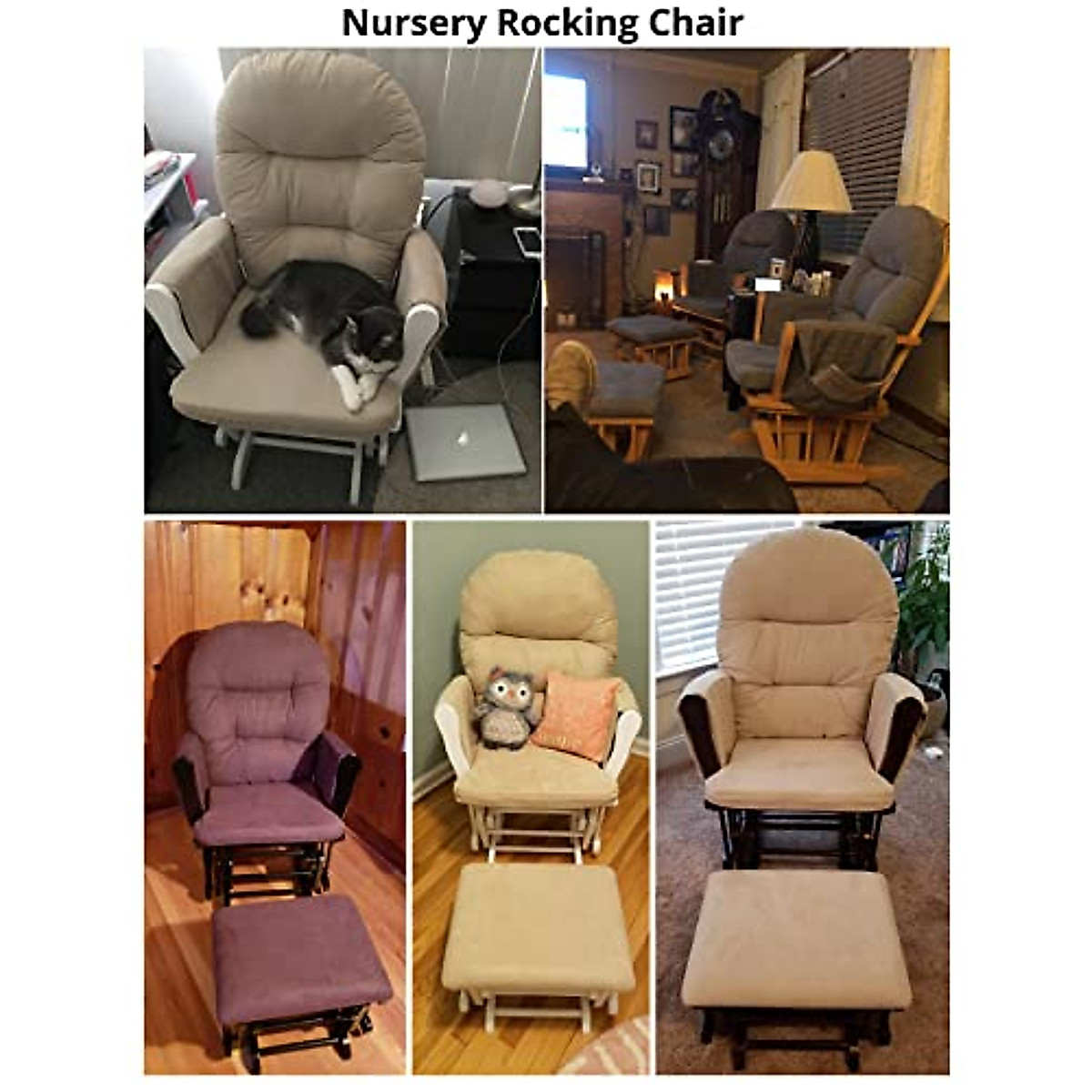 Nursery Glider & Ottoman Sets, Reclining Swivel Glider Rocker with Ottoman, Nursery Rocking Breastfeeding Maternity Chair for Baby Room, Recliner Glider with Ottoman, Padded Arms - Espresso, Dark Gray