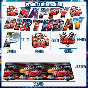 Cars Birthday Party Supplies Include Banner, Hanging Swirls, Balloons, Table Cover, Cake Topper for Cars Party Decorations