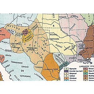 Historical Poster |1650 US Map Native American Indian Tribes Languages (16"x23")