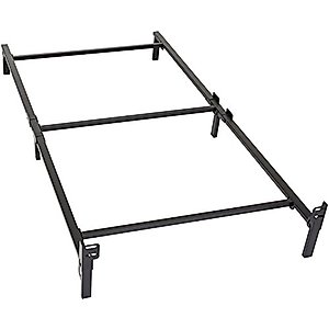 Amazon Basics Metal Bed Frame, 6-Leg Base for Box Spring and Mattress, Twin, Tool-Free Easy Assembly, Black, 74.5" L x 38.5" W x 7" H