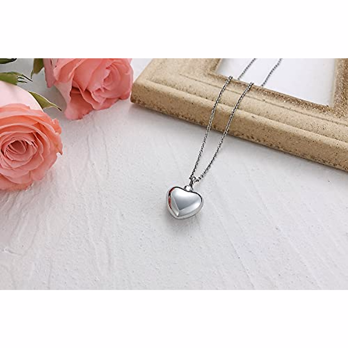 VNOX Pack of 5 Cremation Jewelry Cute Heart Cremation Urn Necklace for Ashes Holder Urn Pendant Necklace Keepsake Jewelry