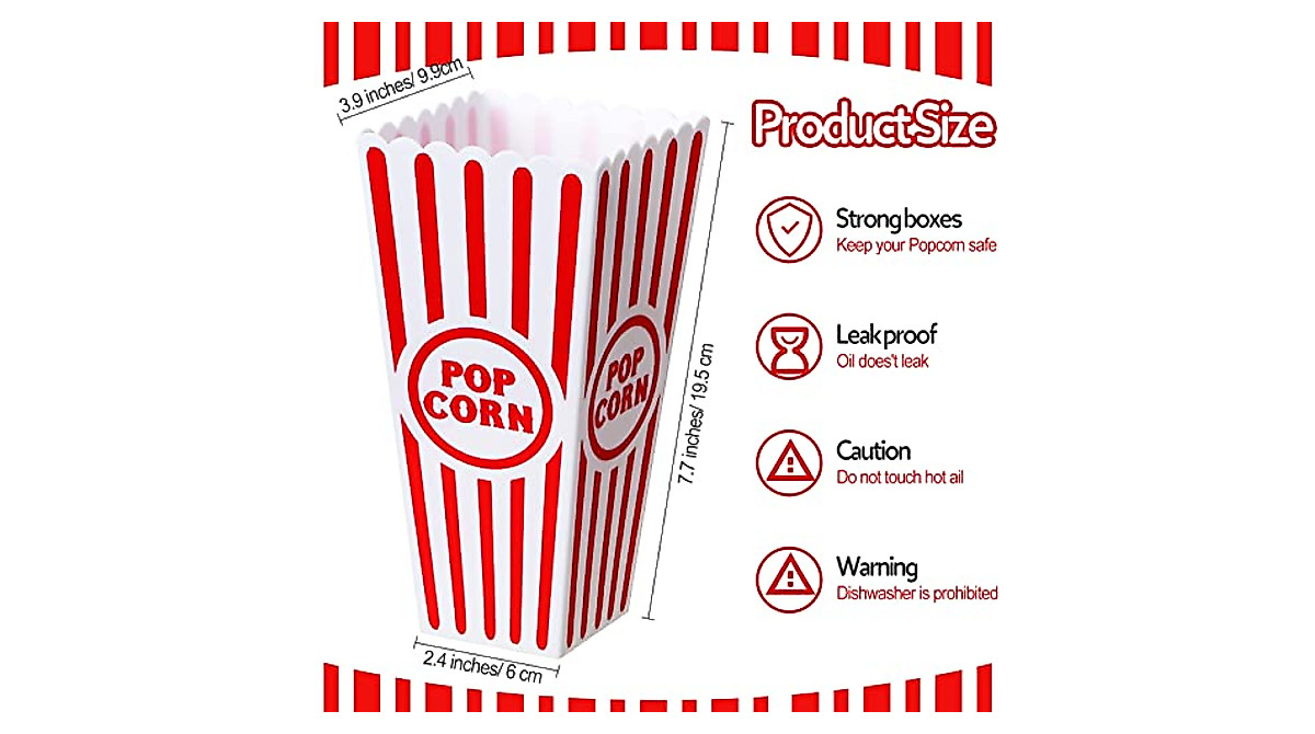 Classic Red and White Popcorn Boxes - 30 Pcs for Movie Nights